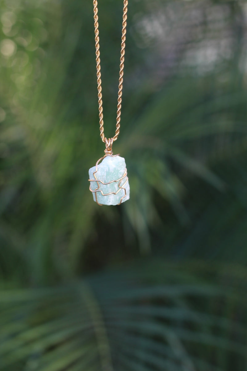 Blue calcite crystal necklace store